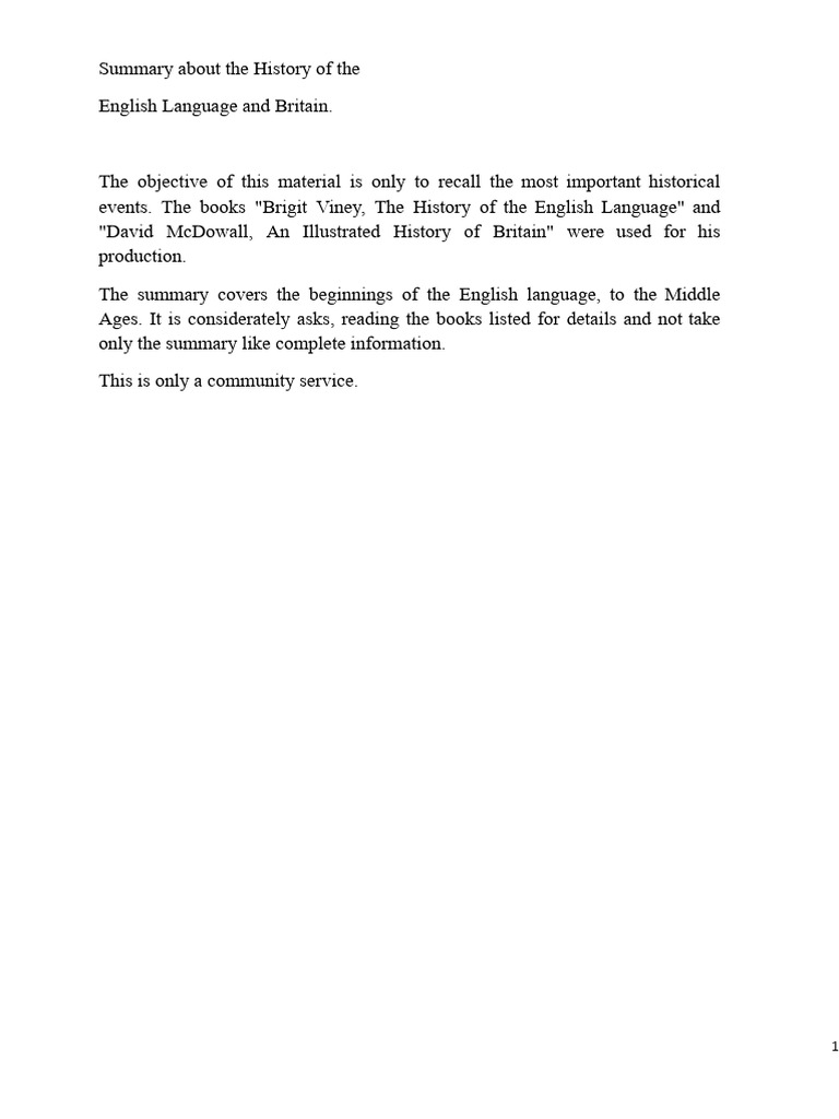 History of the English Language in Britain | PDF | Travel