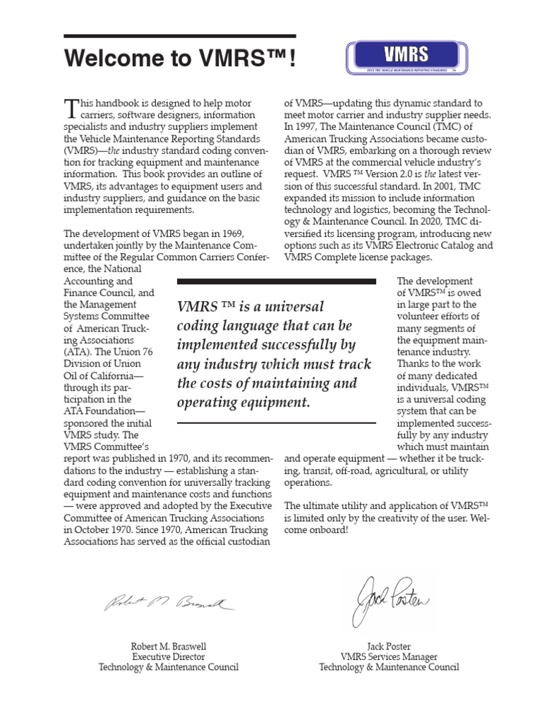 VMRS Intro | PDF | License | Axle