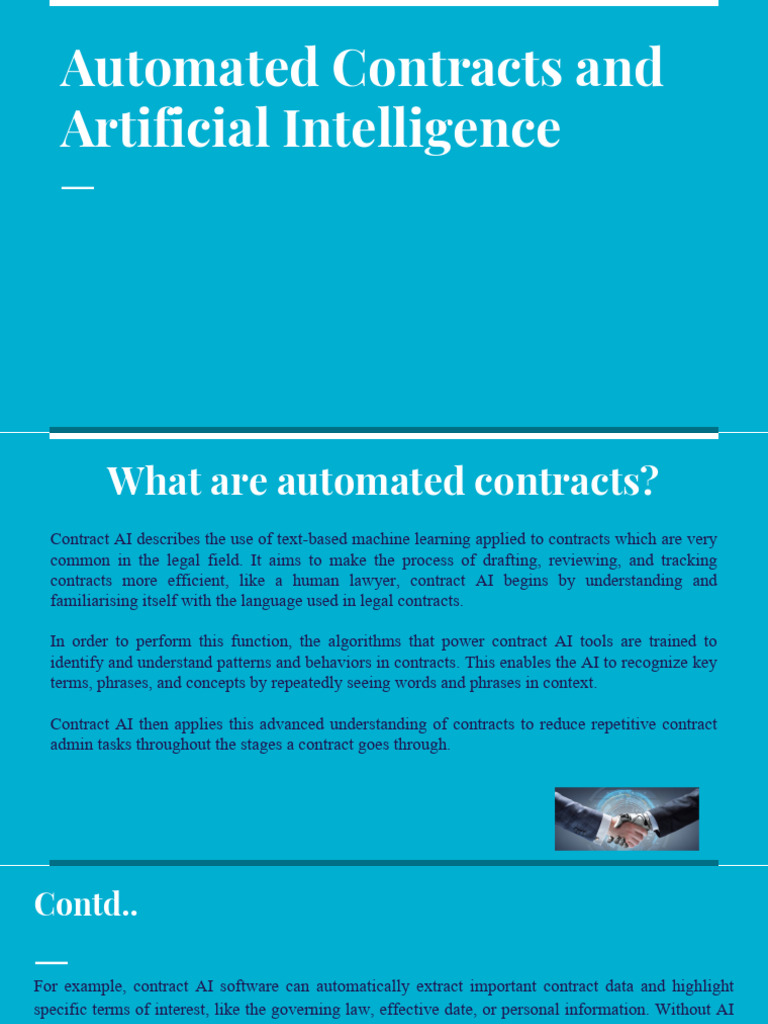 Automated Contracts and Artificial Intelligence | PDF | Artificial Intelligence | Intelligence ...
