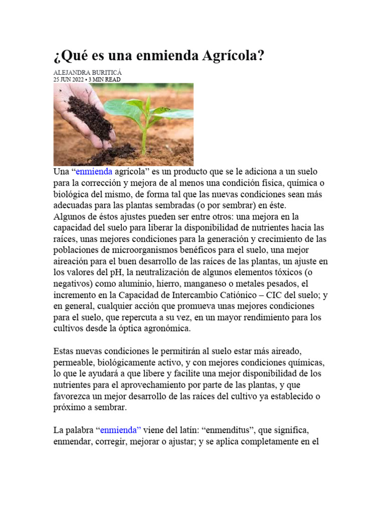 Qué Es Una Enmienda Agrícola | PDF | Suelo | Fertilizante
