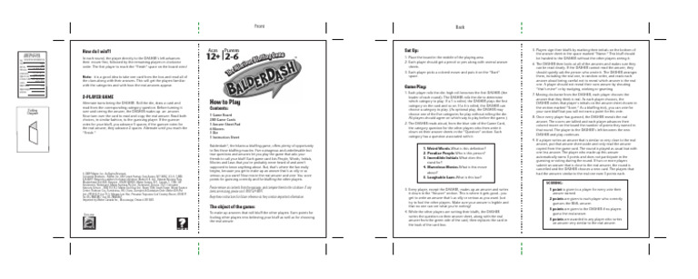 Balderdash Word Game Manual | PDF | Tabletop Games | Gaming