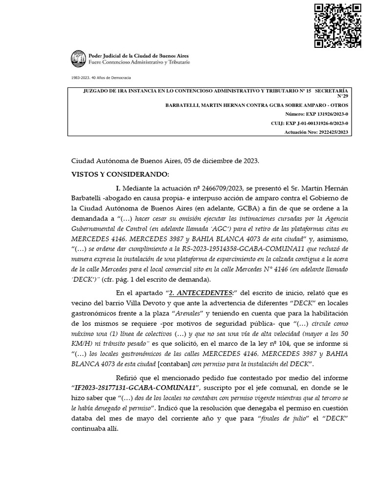 Barbatelli Martin C. GCBA S. Amparo Firmada 05.12.23 | PDF