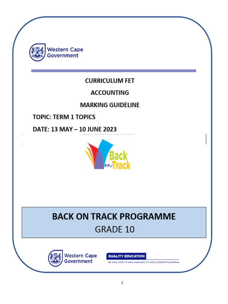 Grade 10 Learner Marking Guideline | PDF | Debits And Credits | Expense