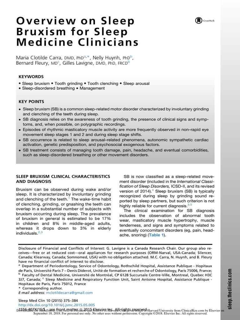 Bruxism Overview | PDF