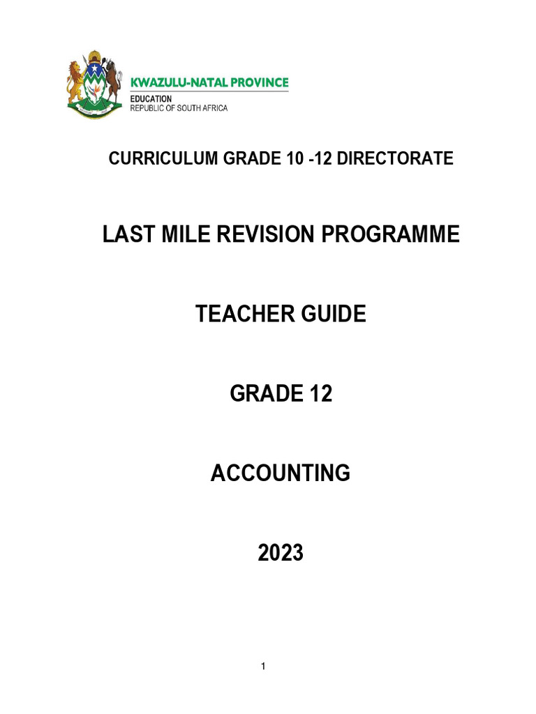 2023 Accounting Grade 12 TEACHER GUIDE Final Push - 230920 - 165547 | PDF