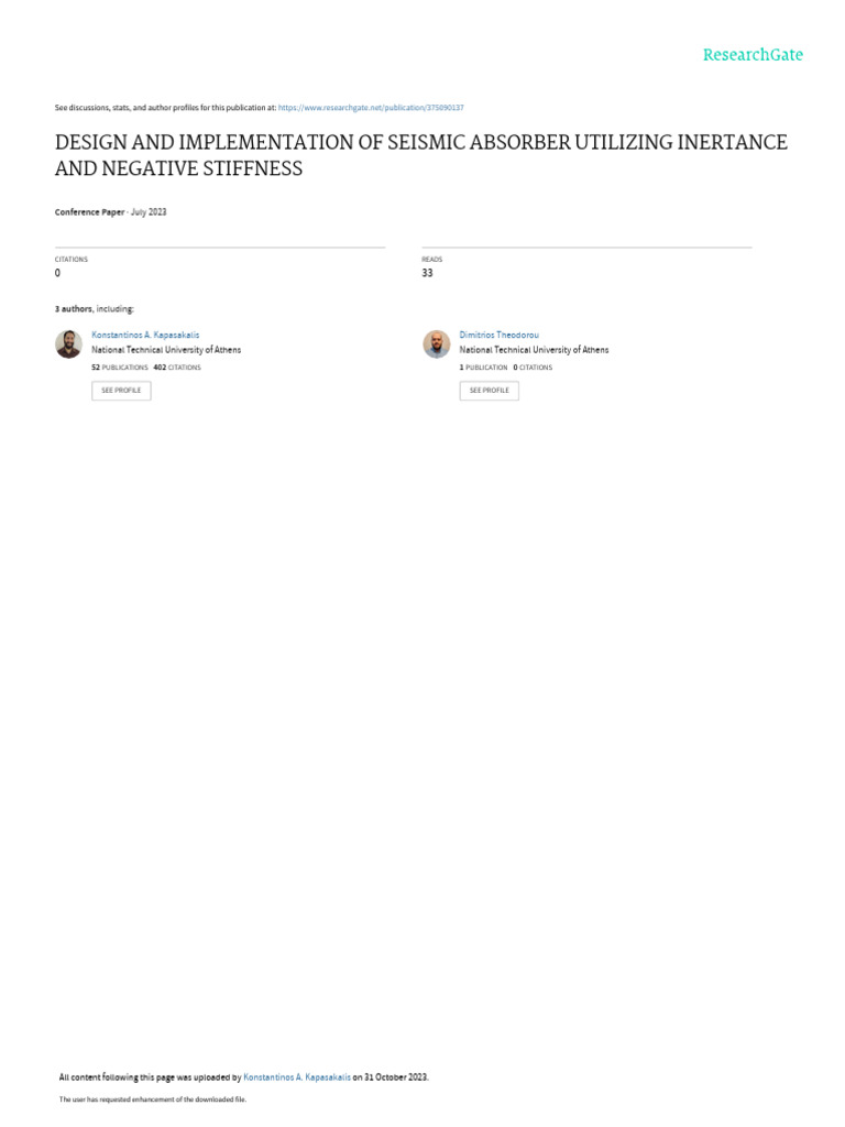 Design and Implementation of Seismic Absorber Utilizing Inertance and ...