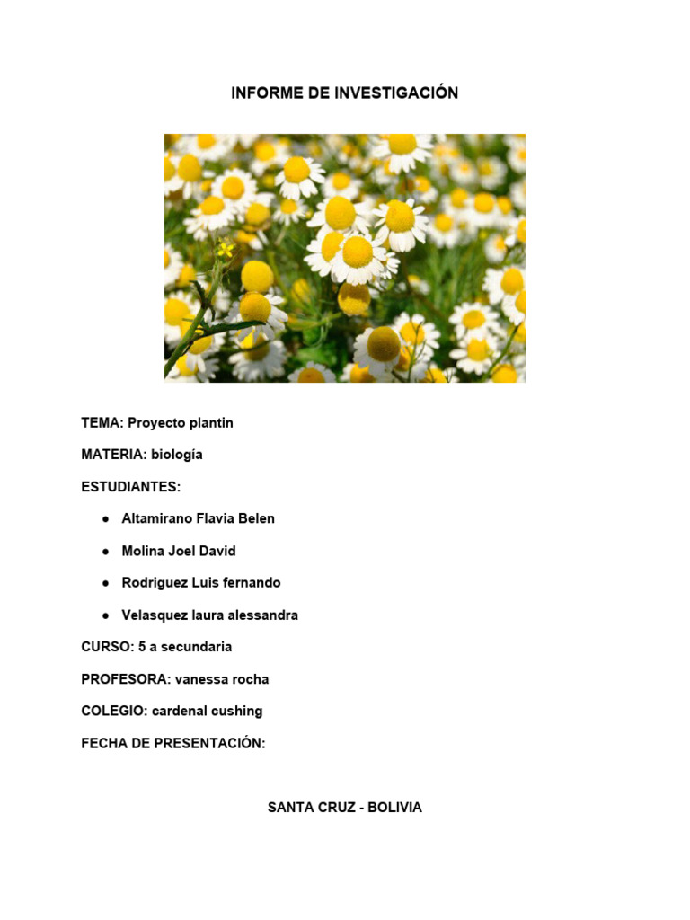 Informe de Biologia | PDF | Plantas medicinales