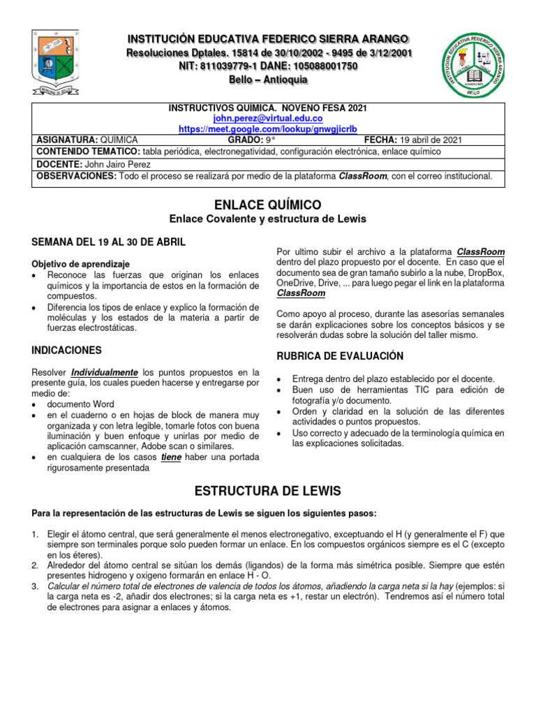 Quimica Estructura De Lewis Descargar Gratis Pdf Enlace Químico