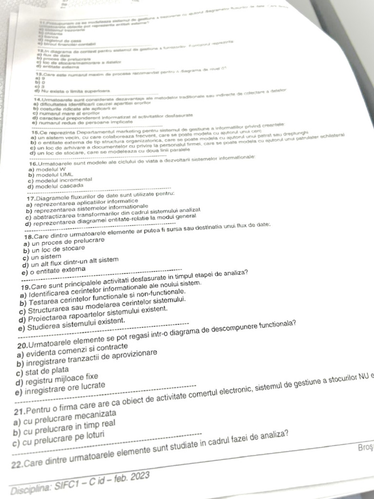 Grile FEAA SIFC1 ID Examen 02 | PDF