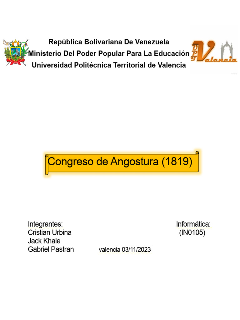 Carta de Jamaica - Congreso de Angostura (1819) | PDF