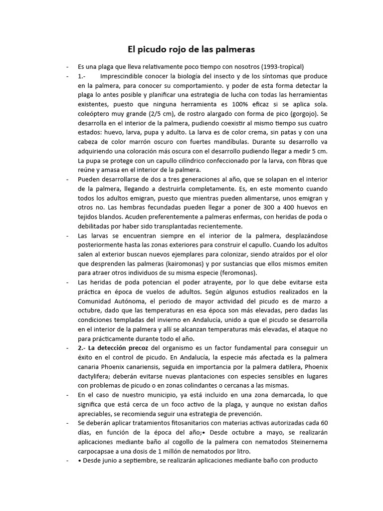 El Picudo Rojo de Las Palmeras | PDF | Insectos