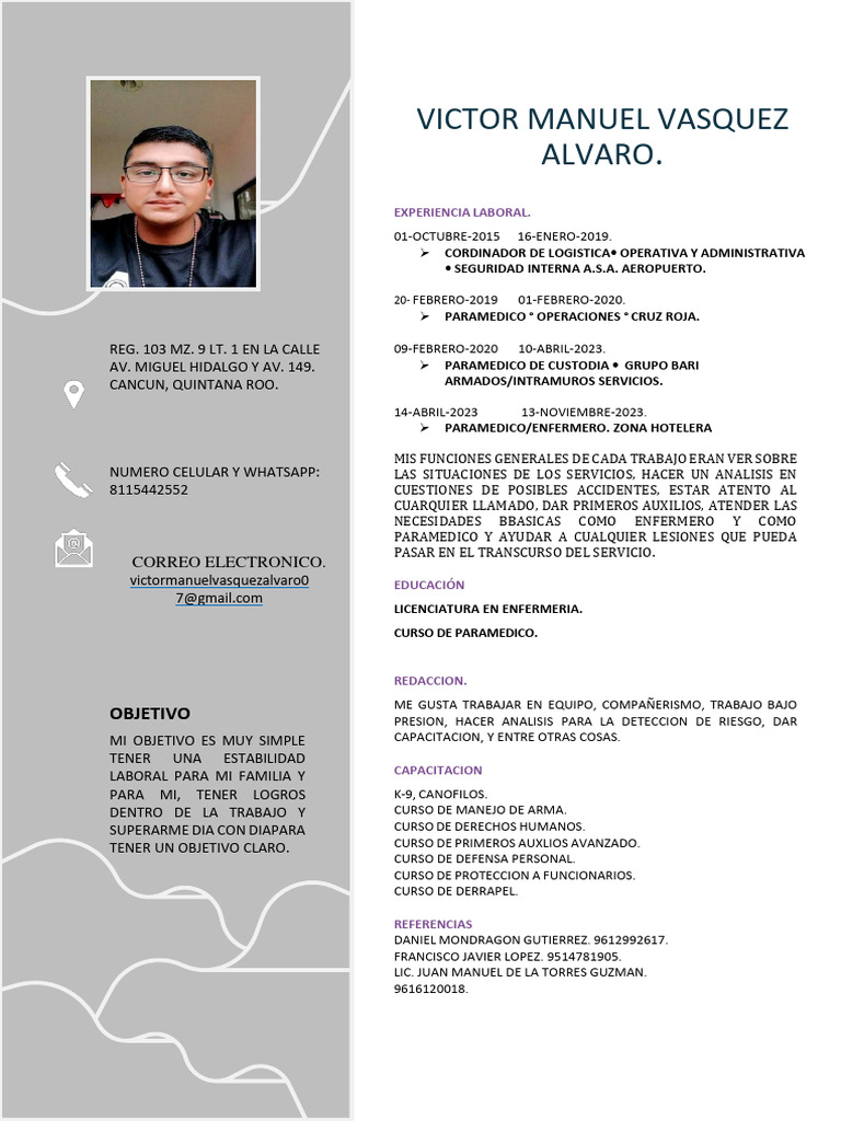 Curriculum Vitae Victor Manuel Vasquez Alvaro | PDF