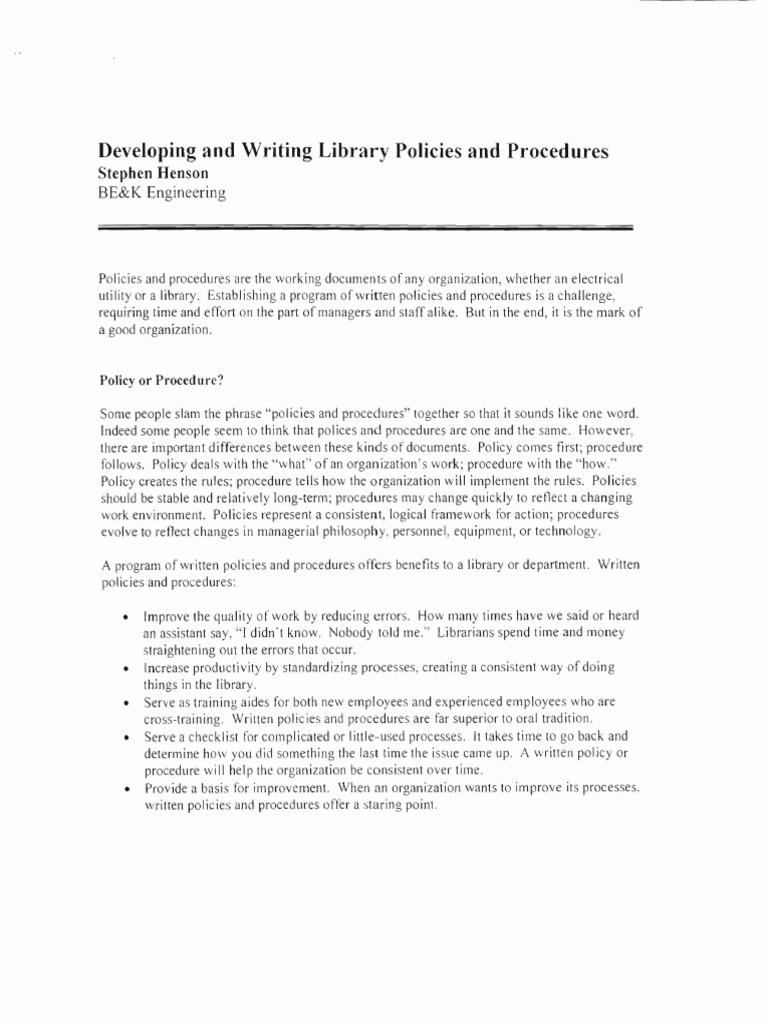 Henson - Policies and Procedures | Download Free PDF | Libraries | Policy