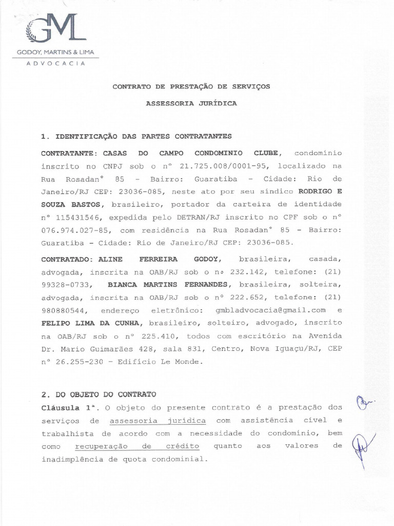 Contrato GML Advocacia | PDF