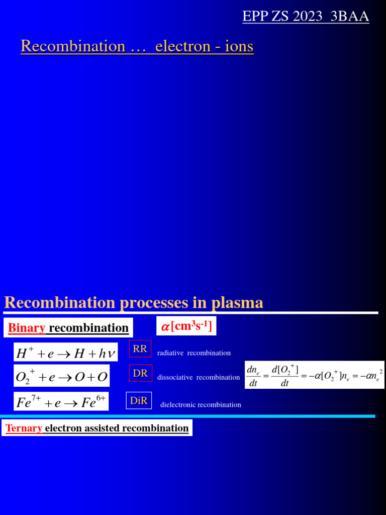 Plasma Recombination Processes Explained | PDF