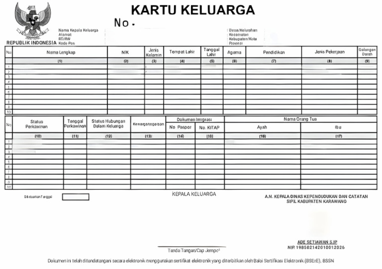 File KK Kosong PDF | PDF