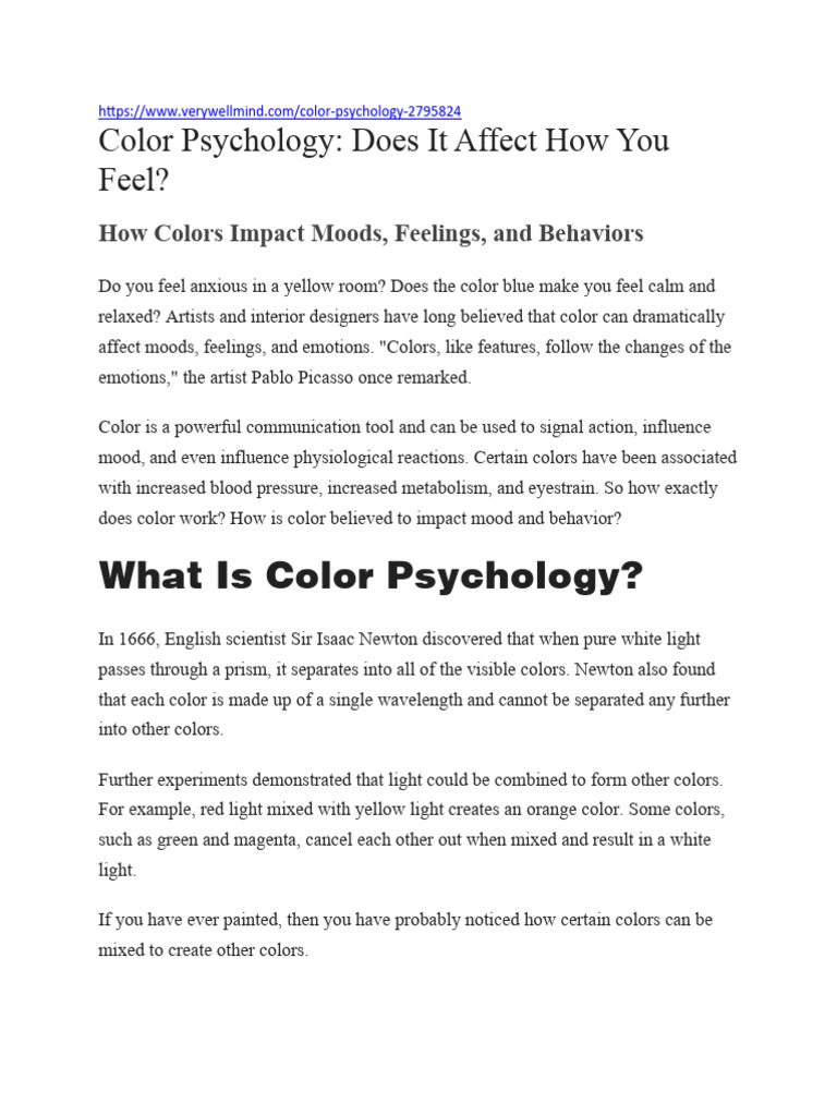 Color Psychology | PDF | Color | Feeling