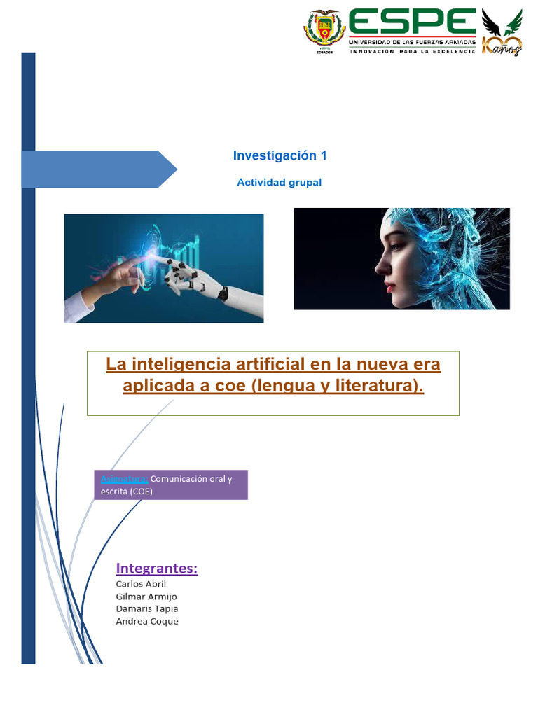 La Inteligencia Artificial en La Nueva Era Aplicada A Coe (Lengua y ...