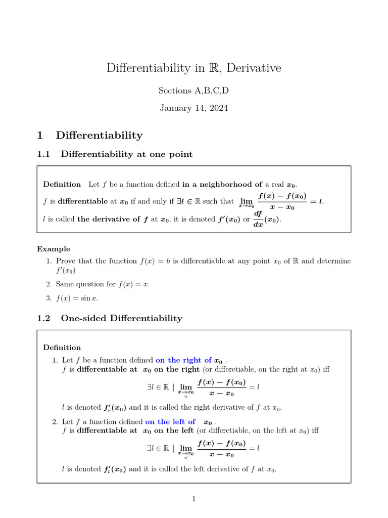 Differentiability in R | PDF | Mathematical Concepts | Mathematical Logic