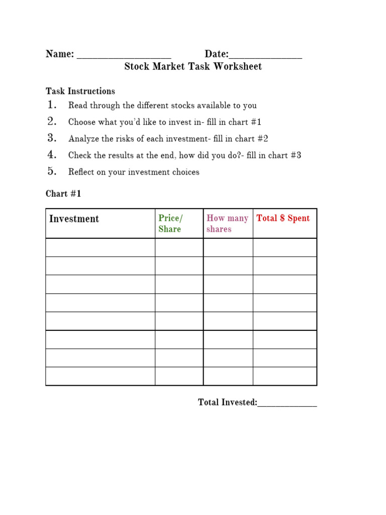 Stock Market Worksheet | PDF