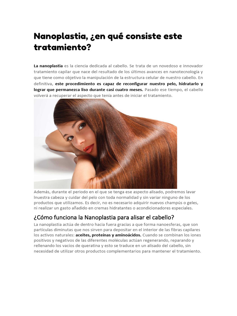 Nanoplastia: Alisado y Cuidado Capilar | PDF