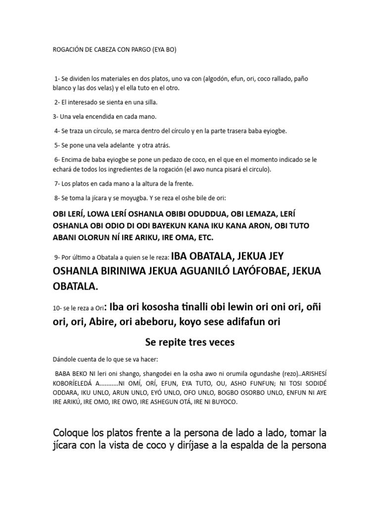 Rogación de Cabeza con Pargo: Guía Paso a Paso | PDF | Personajes ...