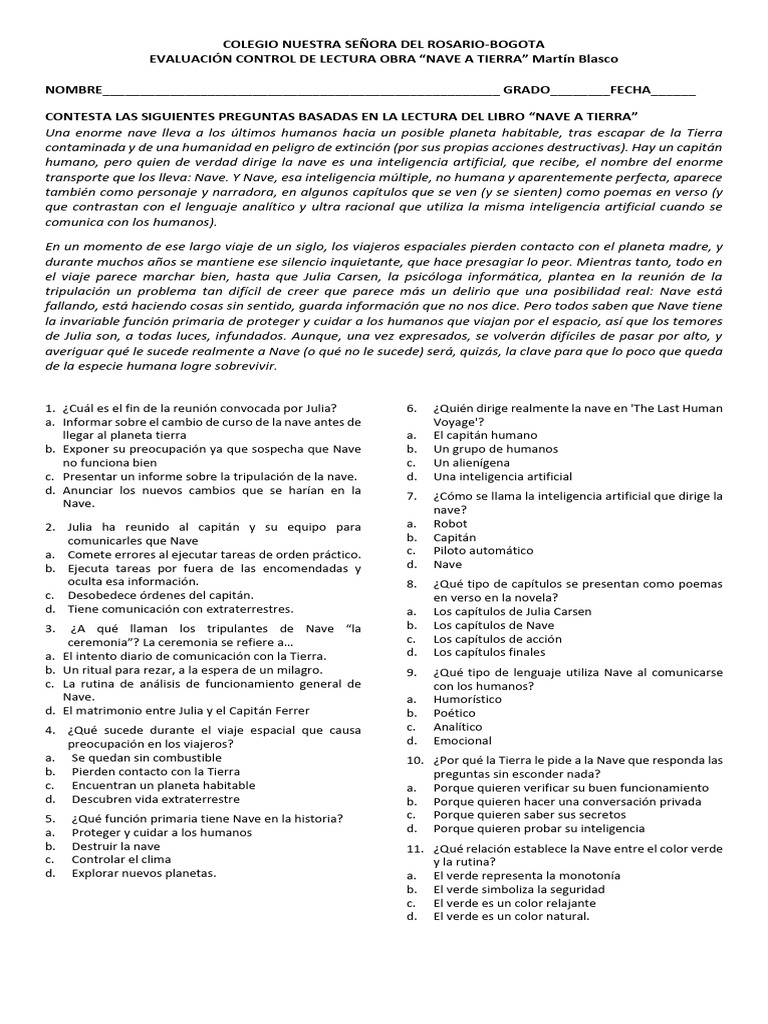 Control de Lectura Capitulos 5 y 6 | PDF | Libros para adolescentes