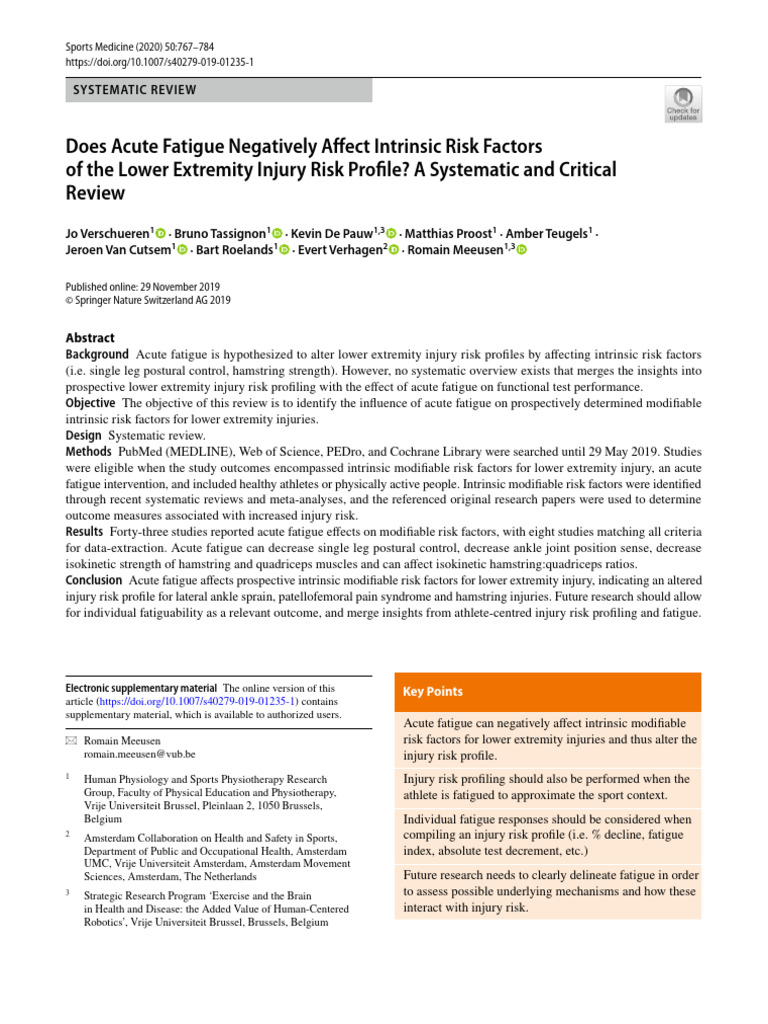 Does Acute Fatigue Negatively | PDF | Systematic Review | Risk