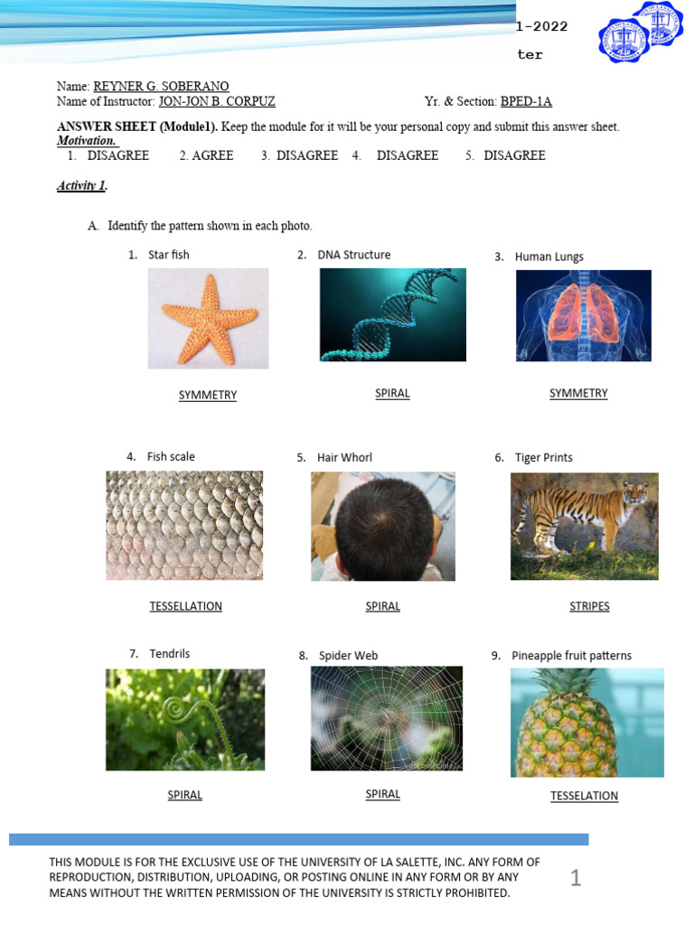 GEC 002 MODULE 1 Worksheet | PDF | Mathematics | Sequence