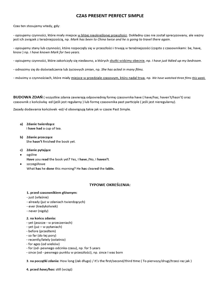 Present Perfect Simple | PDF