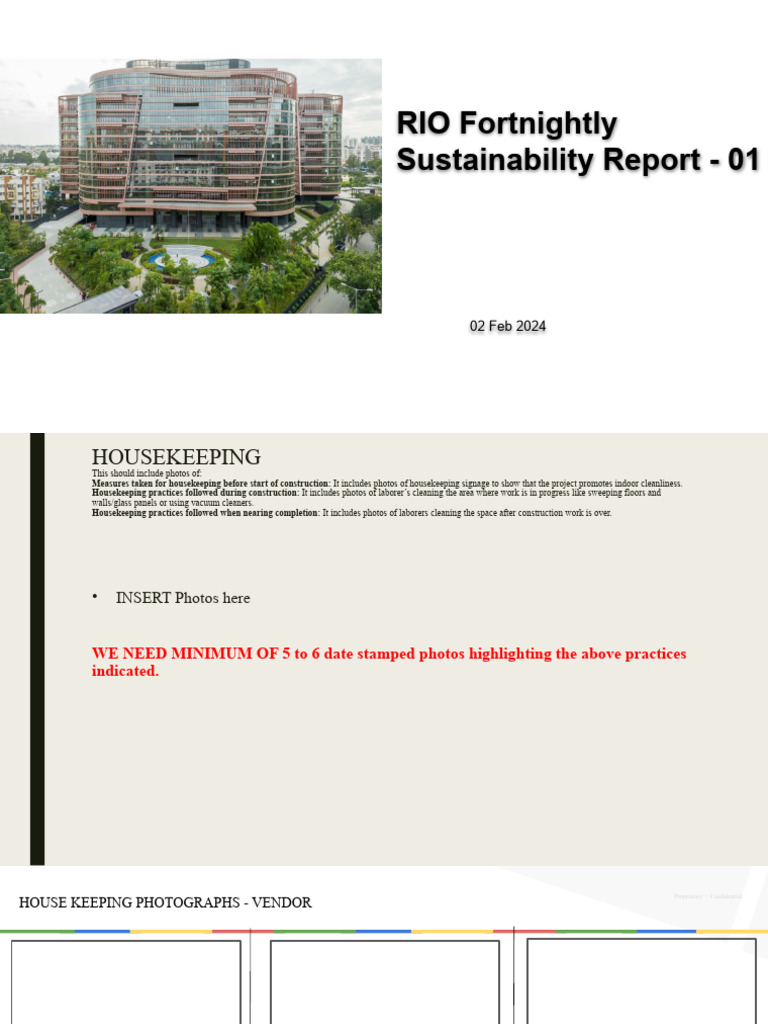 RIO Fortnightly Sustainability Report - Template | PDF | Housekeeping ...