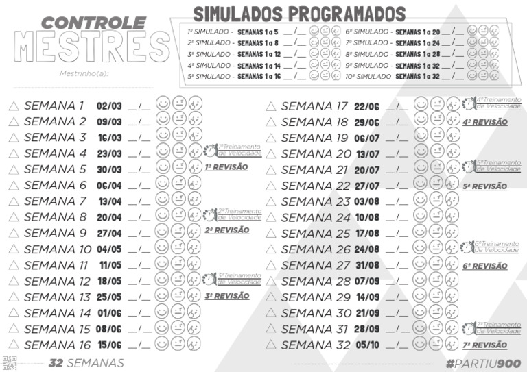 Controle Mestres - 32 Semanas | PDF