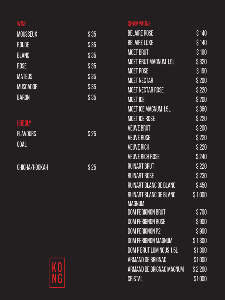 Menu Kong 23 | PDF