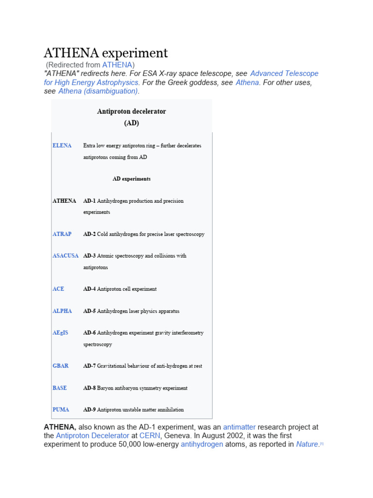 ATHENA Experiment | PDF