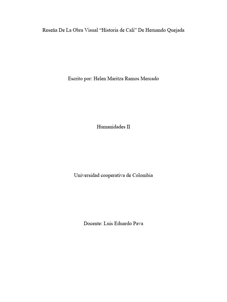 Mural "Historia de Cali" de Quejada | PDF | Realismo (Artes) | Escultura