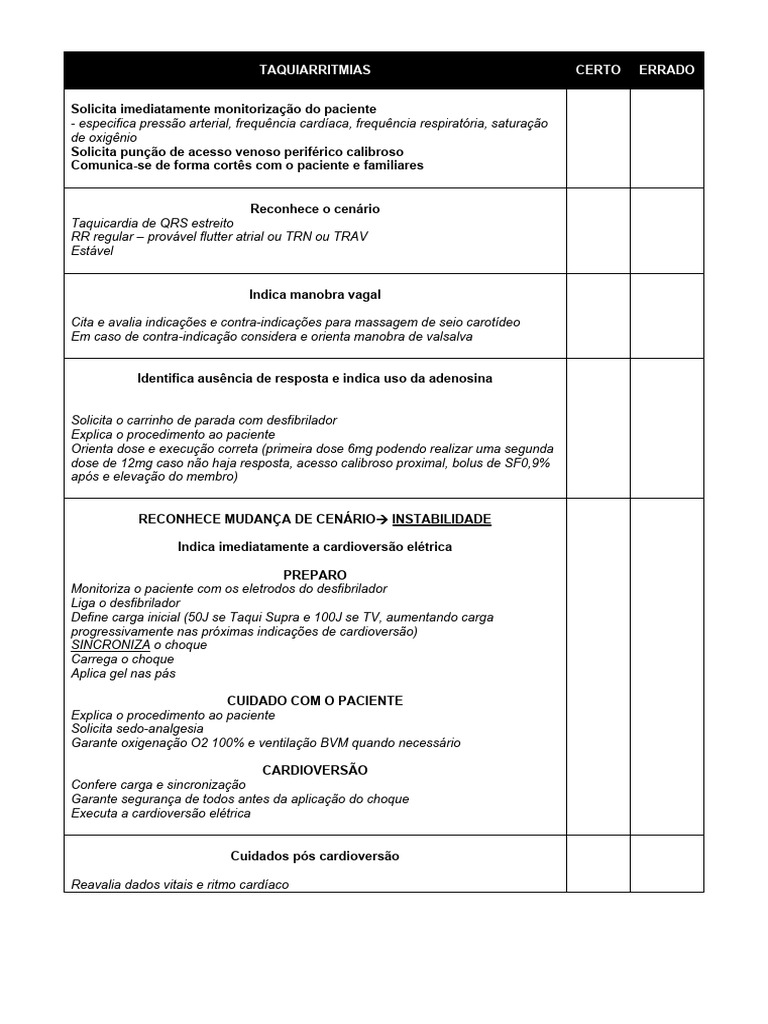 Check List - Taqui Supra Estável e Taqui Instável | PDF