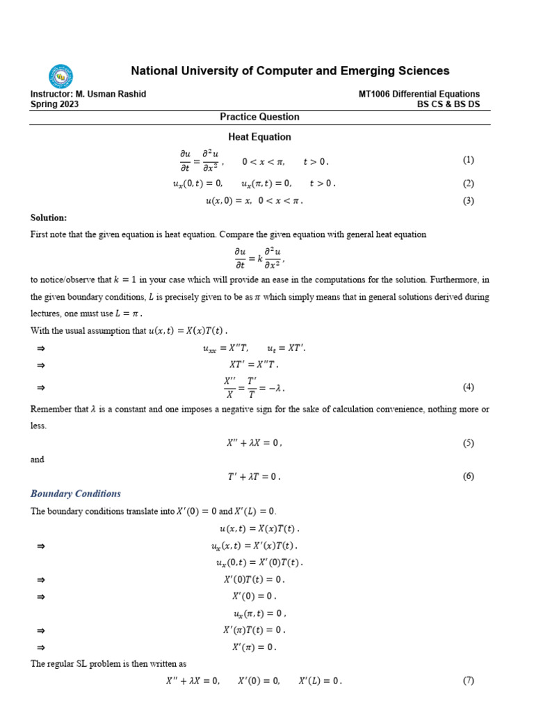 Heat Equation Boundary Value Problem | PDF | Functions And Mappings | Mathematical Relations