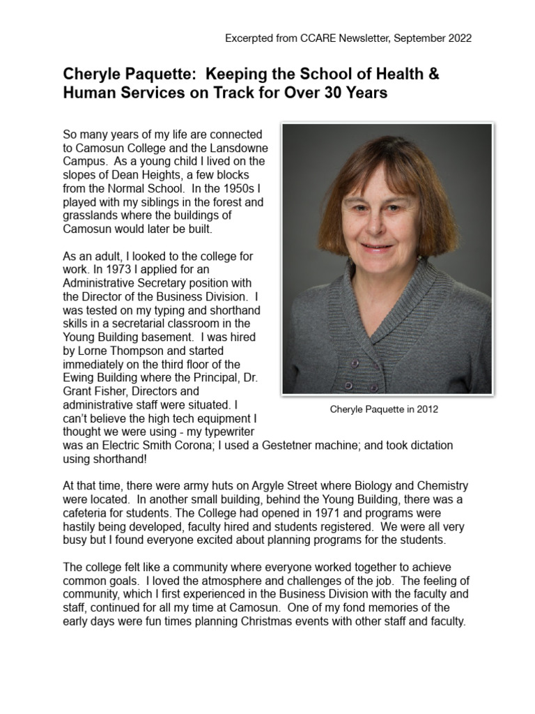 Ccare Pro Cheryle Paquette Feature | PDF