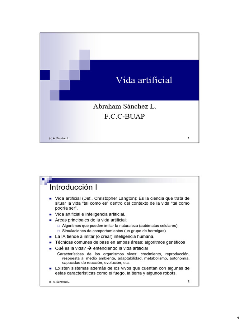 04vida Artificial | PDF | Vida | Inteligencia artificial