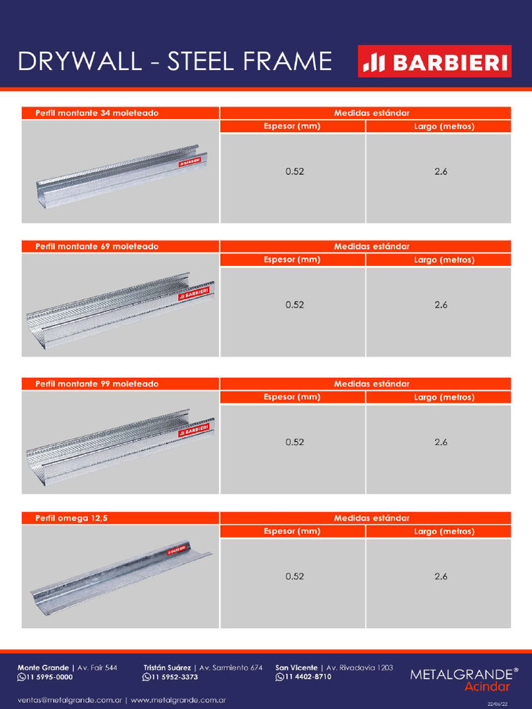 Catalogo Metalgrande Drywall Steel Frame | PDF | Ingeniero civil ...