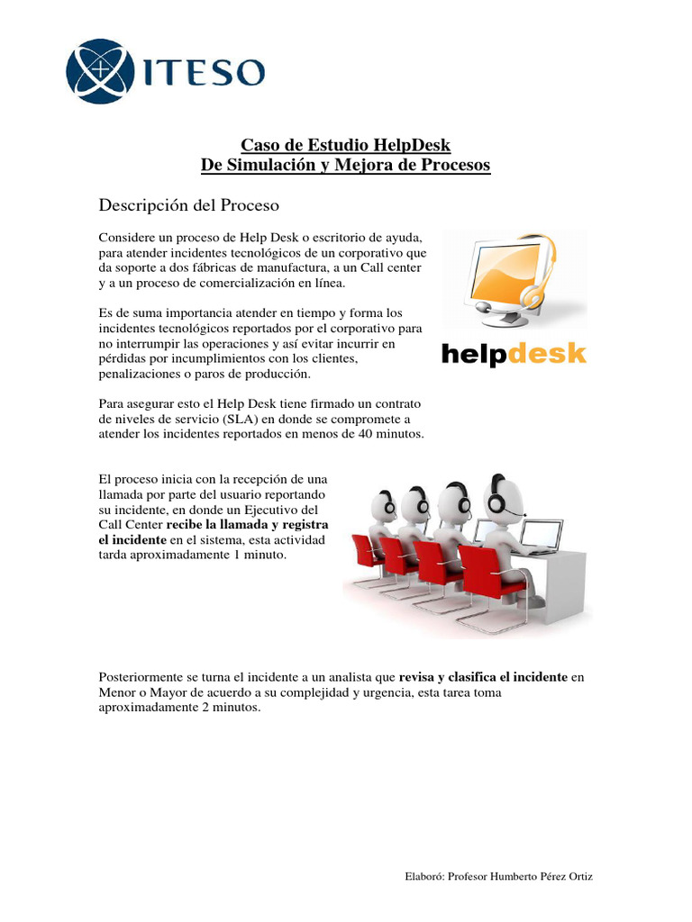 Ejercicio 8 - Proceso HelpDesk | PDF