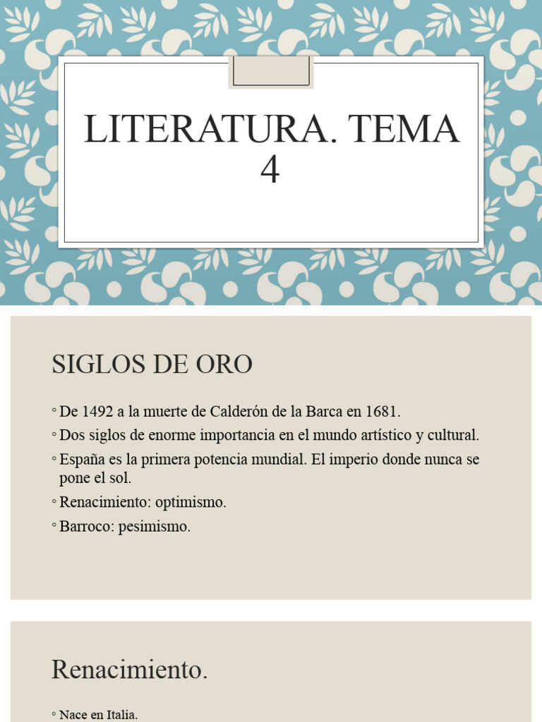 Literatura del Siglo de Oro en España | PDF | Clásicos