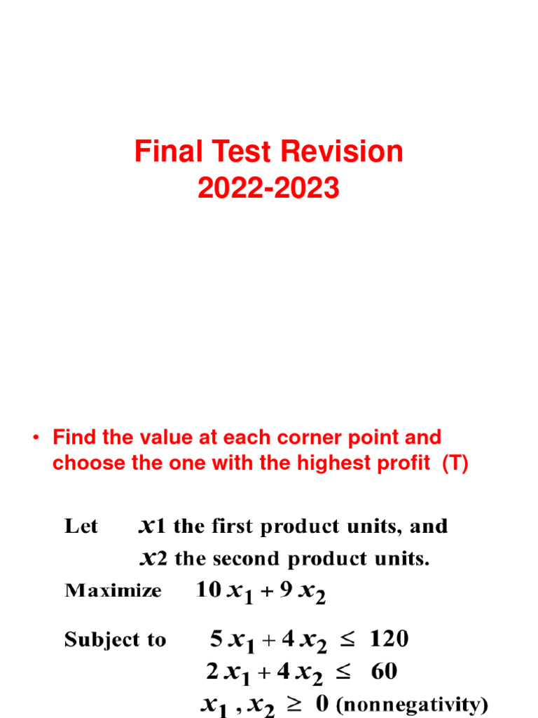 OM Final Revision 2022-2023 | PDF | Applied Mathematics | Algorithms