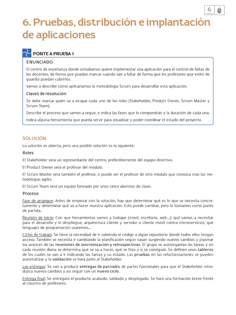 Di U06 PP Solucionario | PDF | Scrum (desarrollo de software) | Desarrollo guiado por pruebas