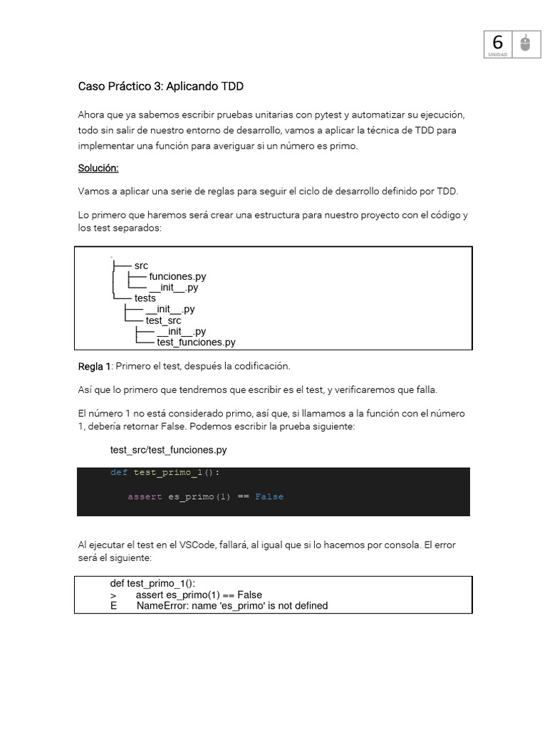 Caso Práctico 3: Aplicando TDD: Def False | PDF | Desarrollo guiado por pruebas | Tecnologías de ...