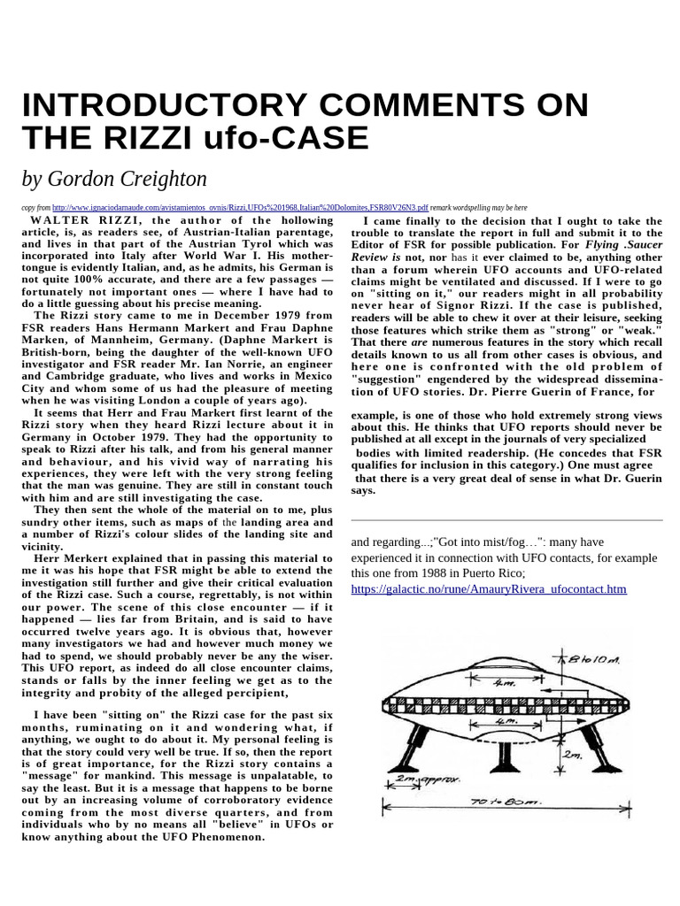 Rizzi UFOs 1968 ItalianDolomites | PDF | Parapsychology | Planets
