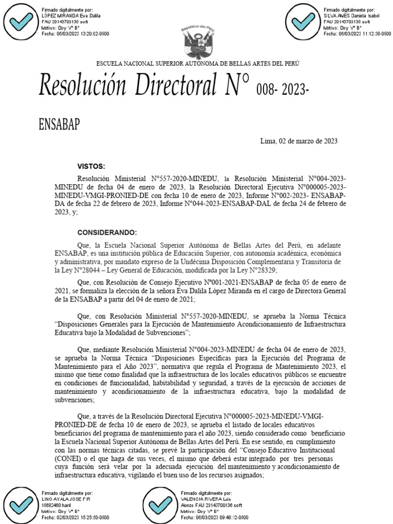 RD 008 2023 Ensabap | PDF | Gobierno