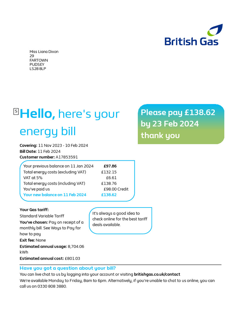 British Gas - NEW | PDF | Cheque | Banks