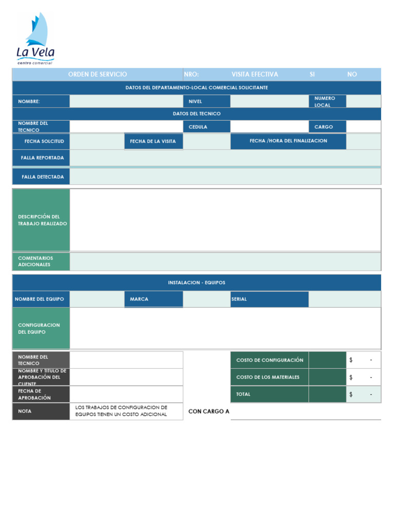 Modelo para ORDEN DE SERVICIO | PDF