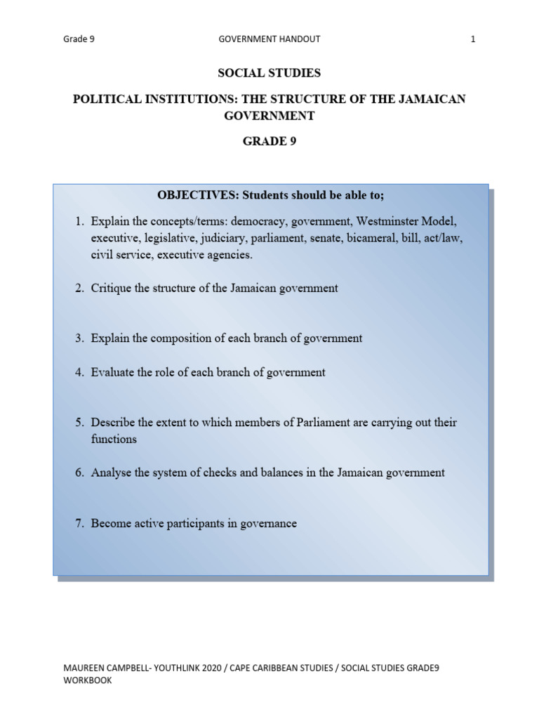 Government Handout Grade 9 | PDF